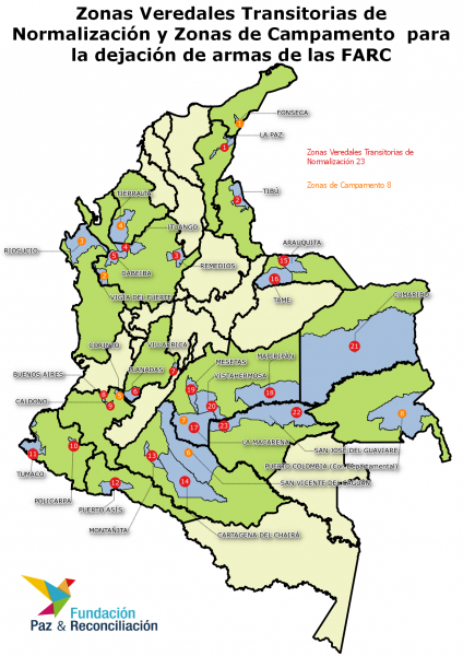 Los 23 municipios donde se concentrarán las FARC