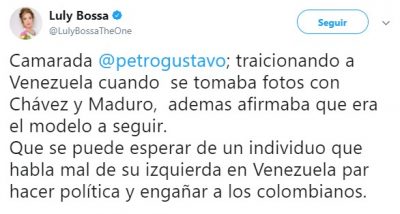 Luly Bossa le canta la tabla a Gustavo Petro