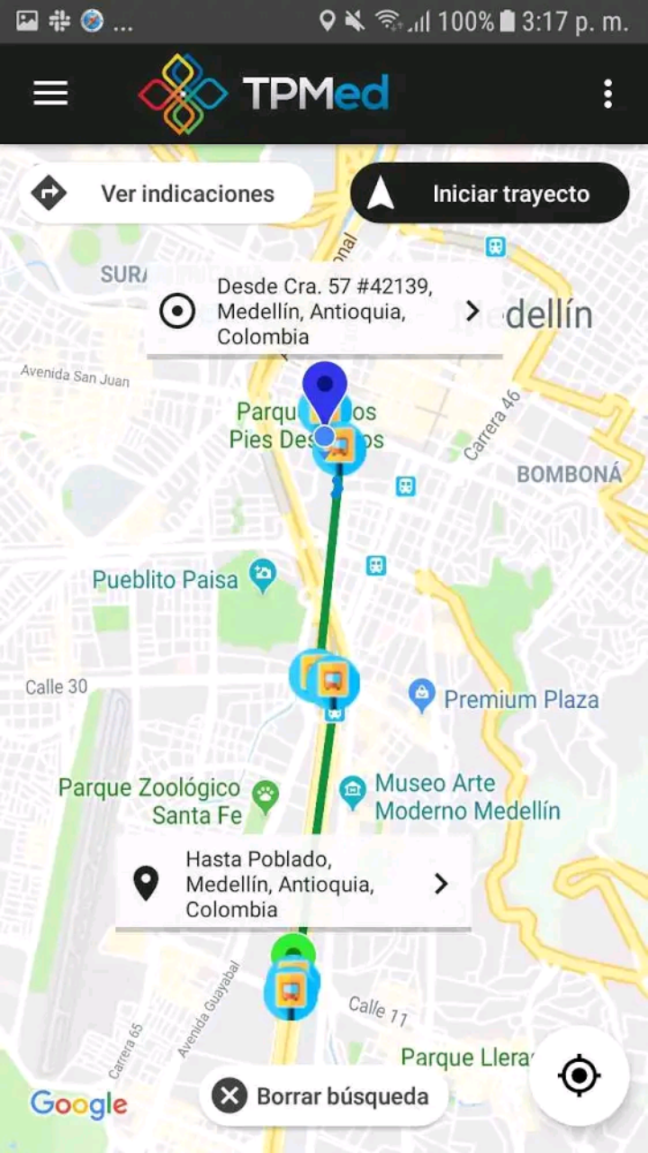 La aplicación para consultar las rutas de buses de Medellín