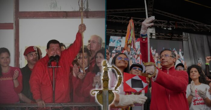 Como Hugo Chávez, Petro vestido de rojo y en plaza pública desenvainó ...